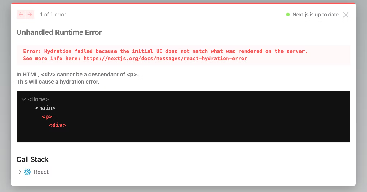 How to diagnose Hydration failed | barney's tech blog